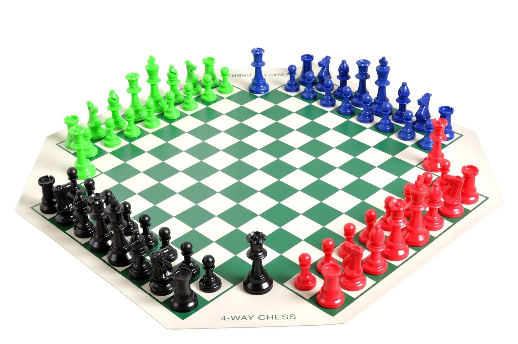 4 Player Chess Set Combination - Single Weighted Regulation Colored Ch ...