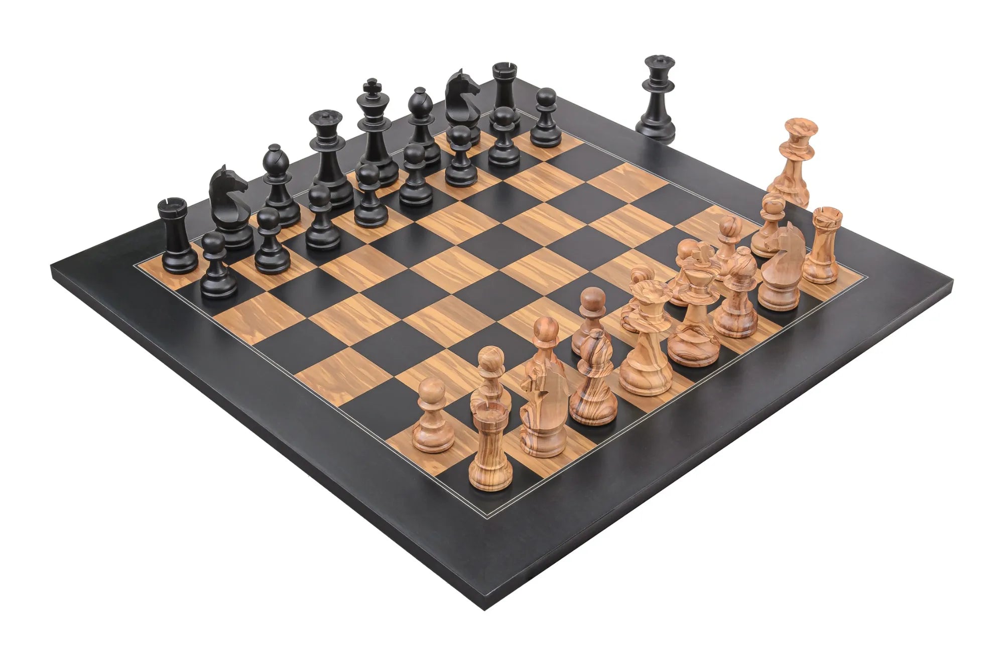 Rechapados Ferrer Chess Set and Black Olive Chess Board Combination ...